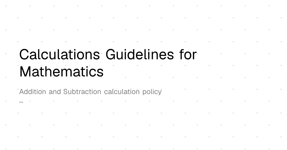 Calculations Guidelines for Mathematics