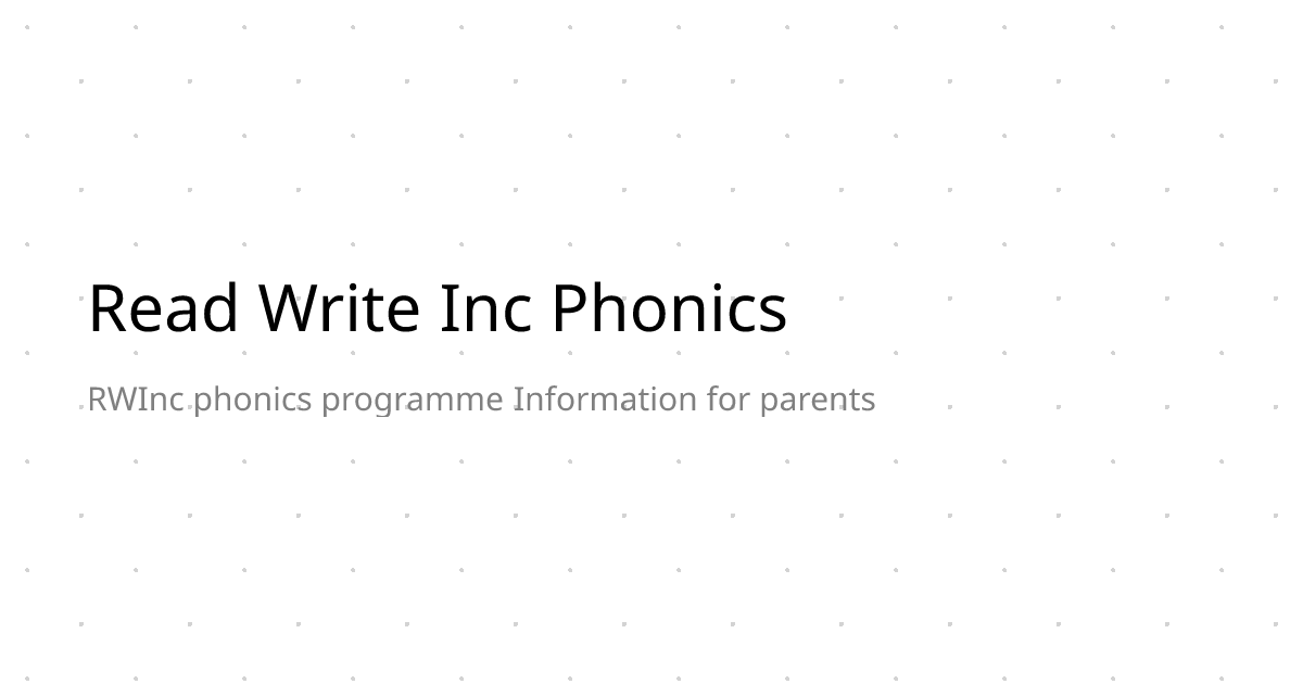 Read Write Inc Phonics